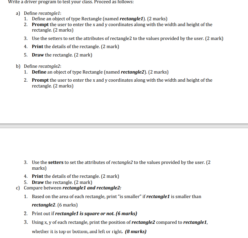 Solved Define a class that represents a rectangle as | Chegg.com