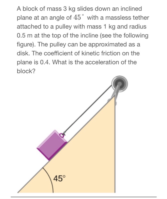 Solved A block of mass 3 kg slides down an inclined plane at | Chegg.com