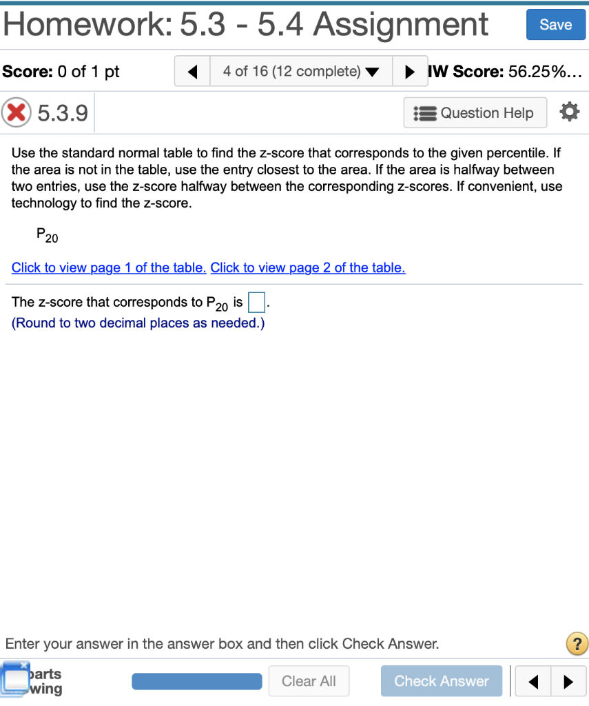 Solved Homework: 5.3 - 5.4 Assignment Save Score: 0 of 1 pt | Chegg.com