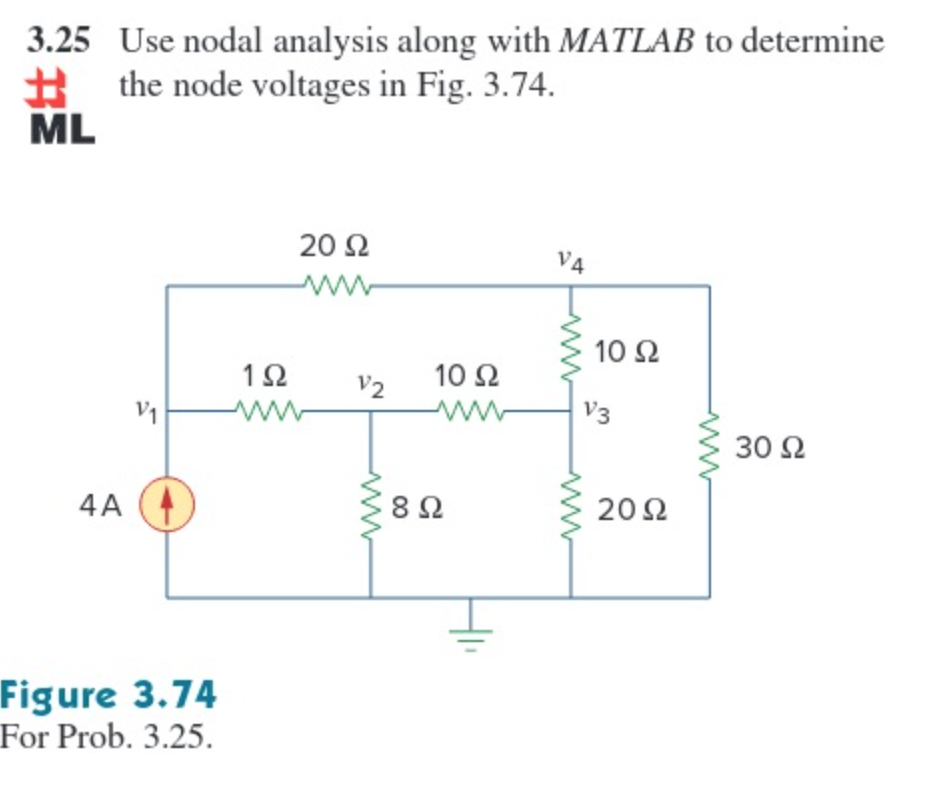 Solved 3.25 Use nodal analysis along with MATLAB to | Chegg.com
