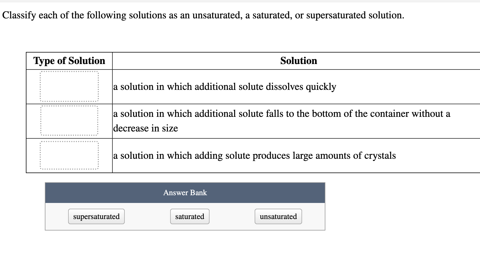 Solved Classify each of the following solutions as an | Chegg.com