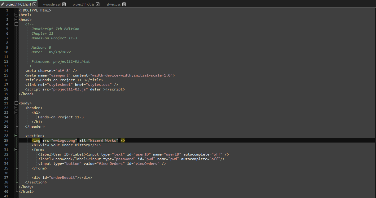 Need help finishing the code for my Javascript file. | Chegg.com