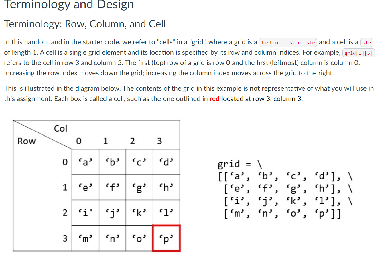 Terminology and Design Terminology: Row, Column, and | Chegg.com