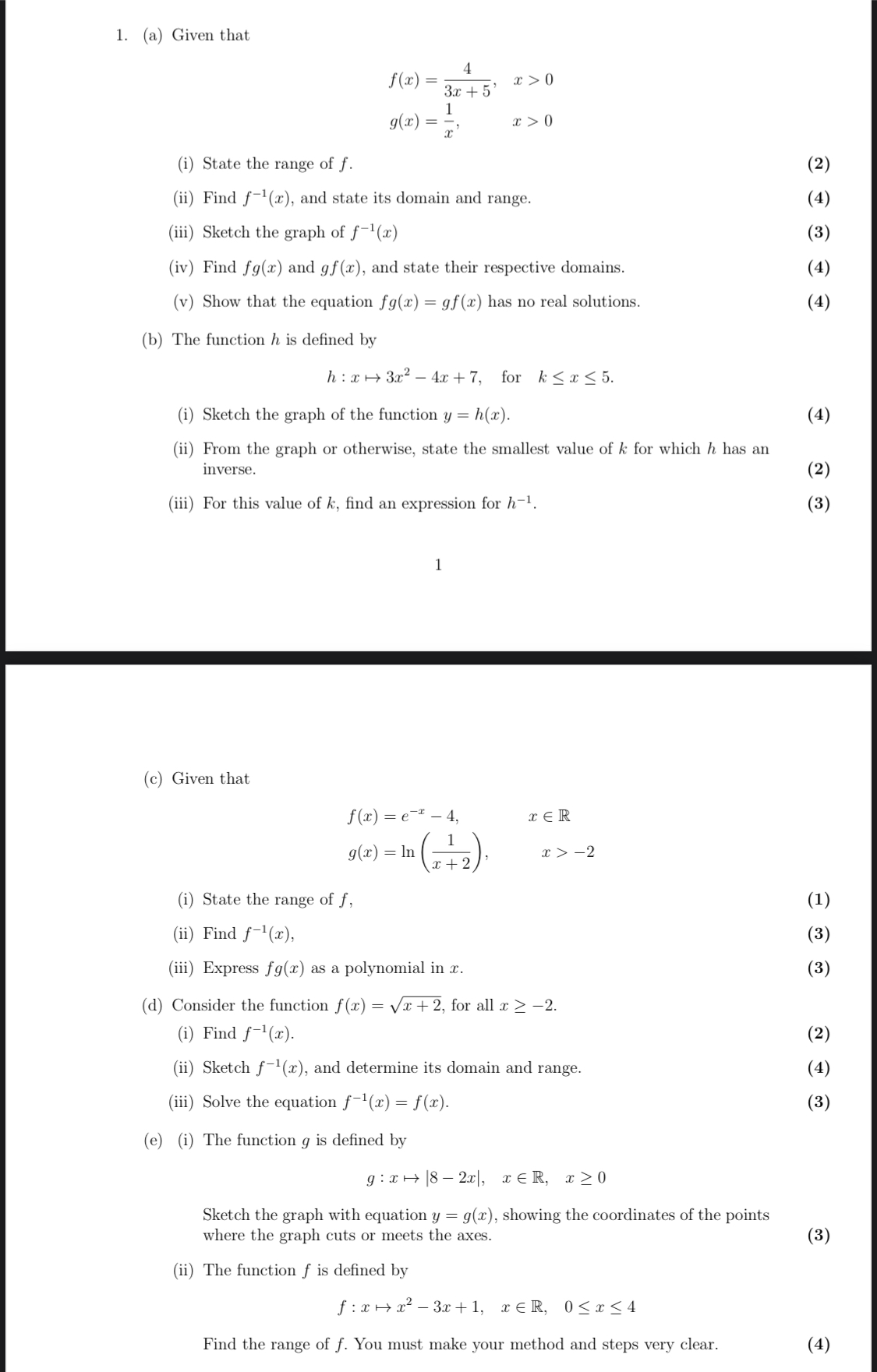 Solved 1. (a) Given that \\[ \\begin{aligned} f(x) & | Chegg.com