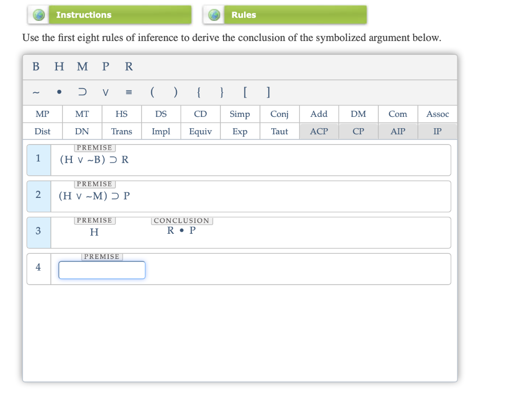 Instructions Rules Use the first eight rules of | Chegg.com