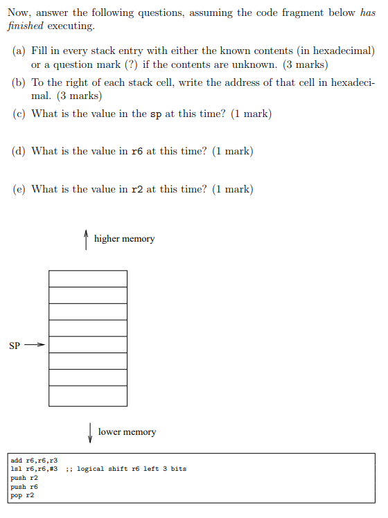 Solved 4. The figure shows a portion of the stack in a | Chegg.com