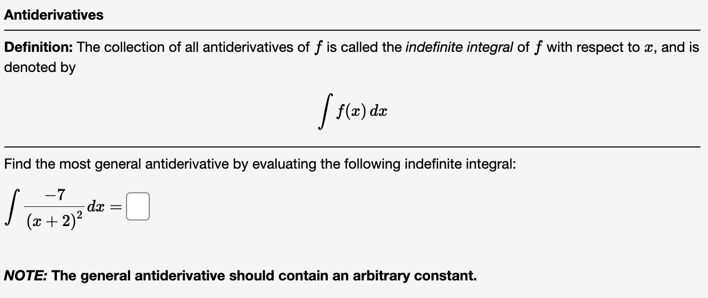 Solved Definition: The collection of all antiderivatives of | Chegg.com