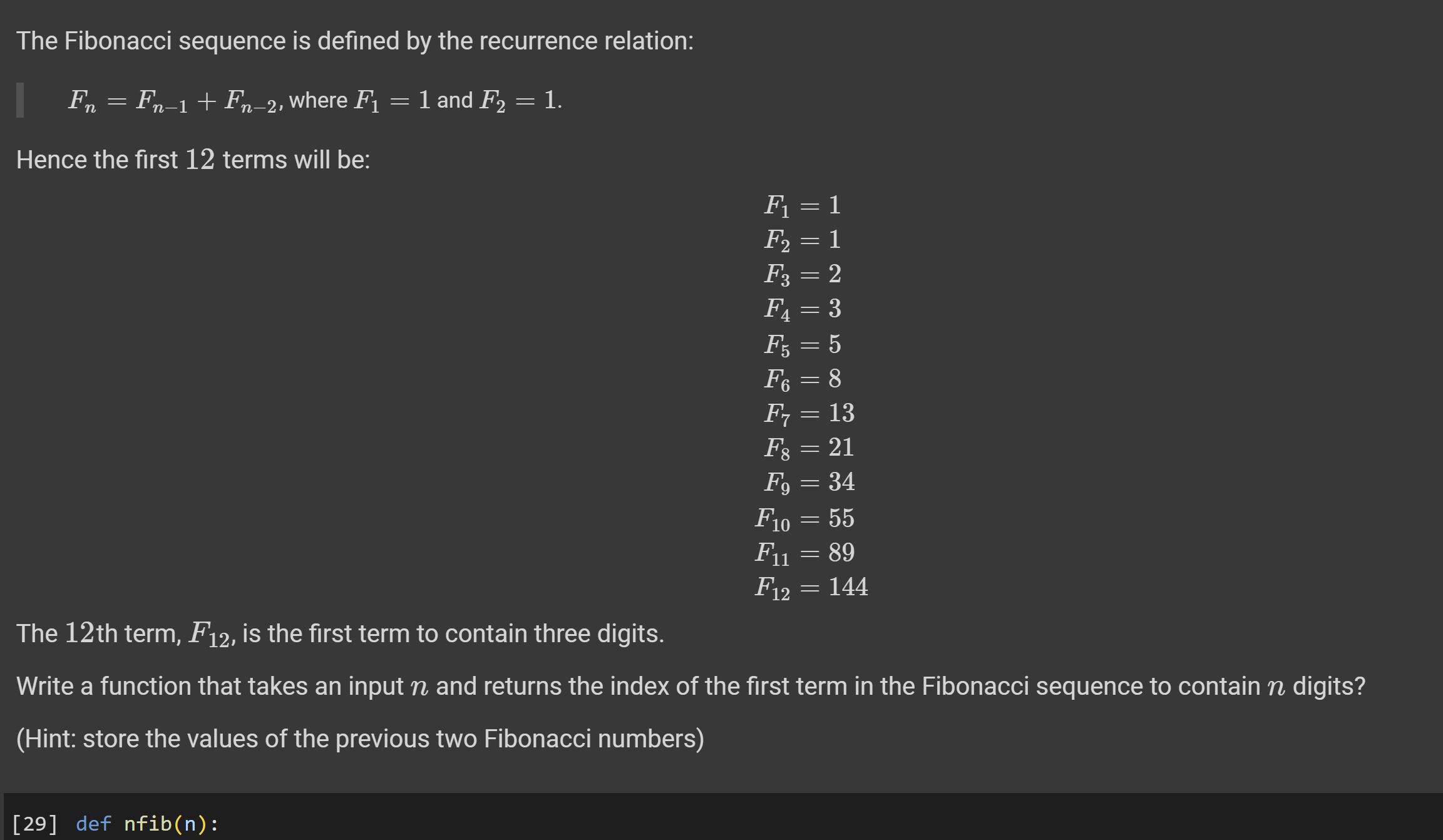 Solved The Fibonacci sequence is defined by the recurrence | Chegg.com