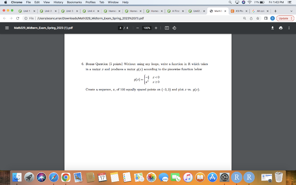 Solved 6. Bonus Question (5 points) Without using any loops, | Chegg.com