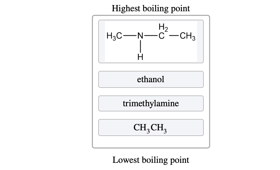 Solved Highest boiling point Lowest boiling point | Chegg.com