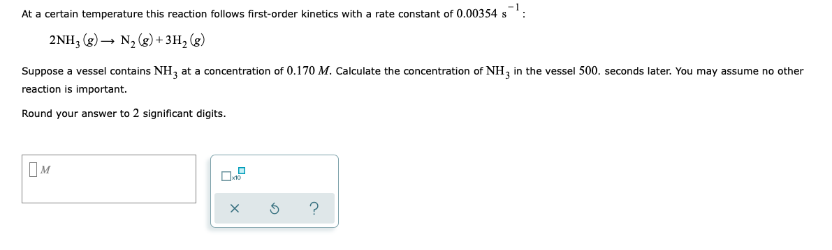 Solved At A Certain Temperature This Reaction Follows