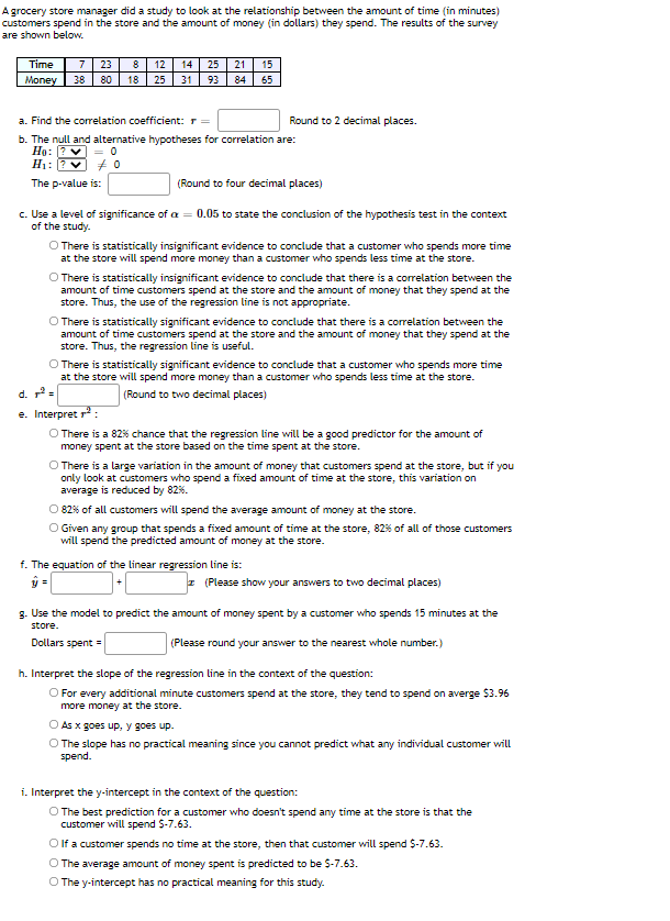 Solved A grocery store manager did a study to look at the | Chegg.com