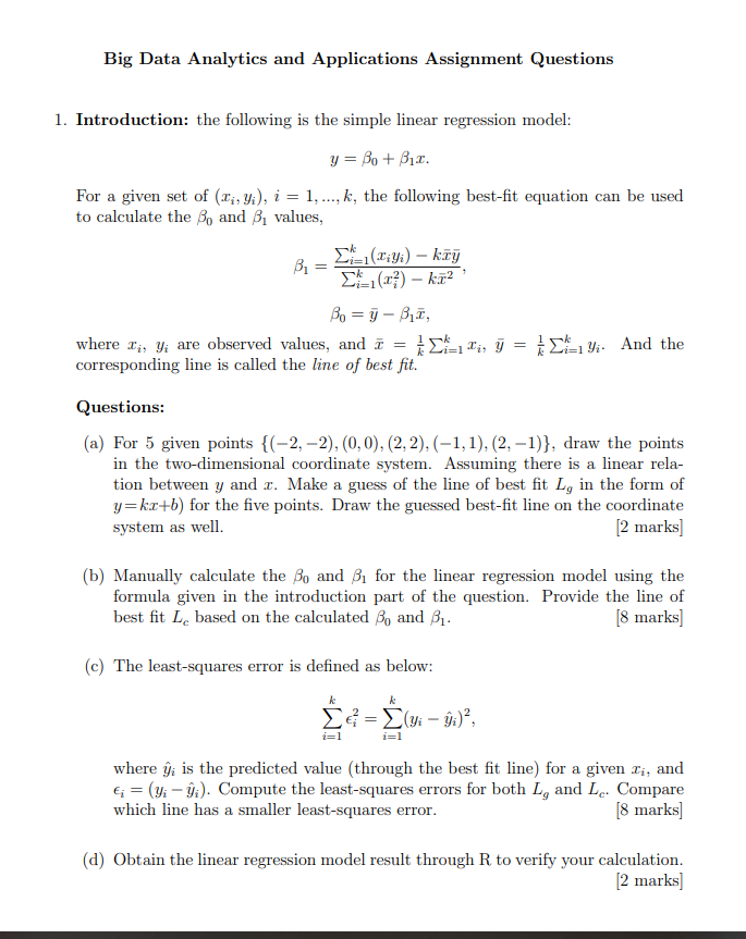 Big Data Analytics and Applications Assignment | Chegg.com