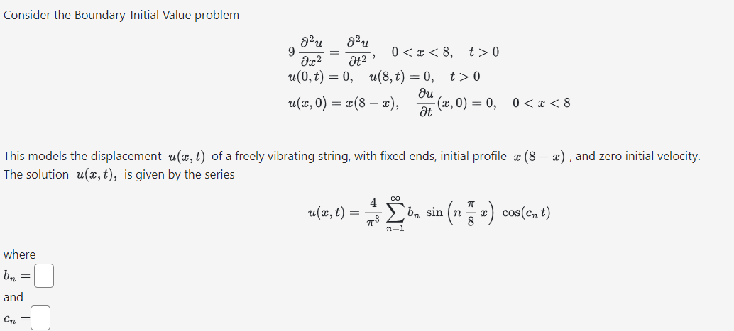 Solved This models the displacement u(x,t) ﻿of a freely | Chegg.com