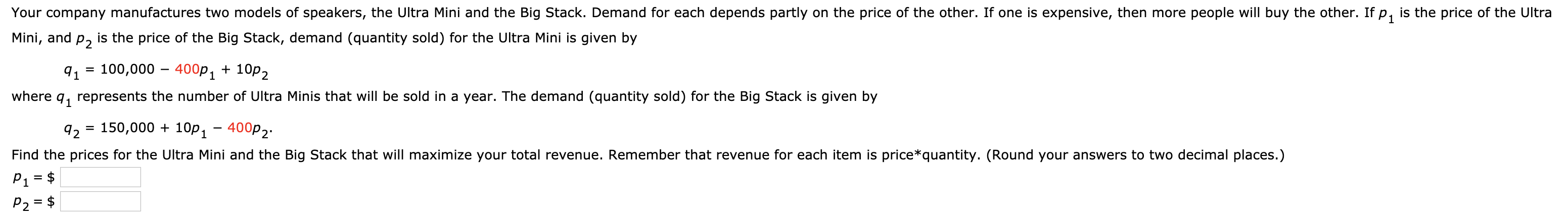 Solved Your company manufactures two models of speakers, the | Chegg.com