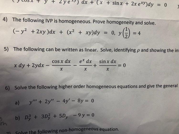 Solved 4) The following IVP is homogeneous. Prove | Chegg.com