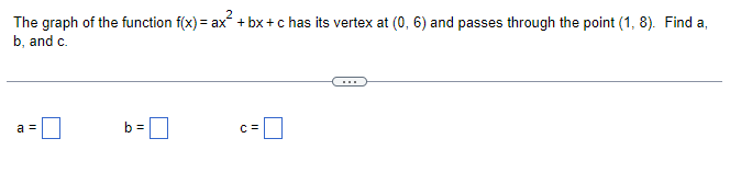 Solved The graph of the function f(x)=ax2+bx+c has its | Chegg.com