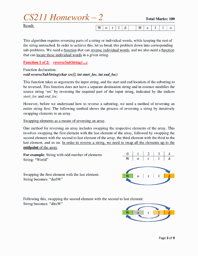 Solved CS211 Homework - 2 Total Marks: 100 Question 1 of 1. | Chegg.com