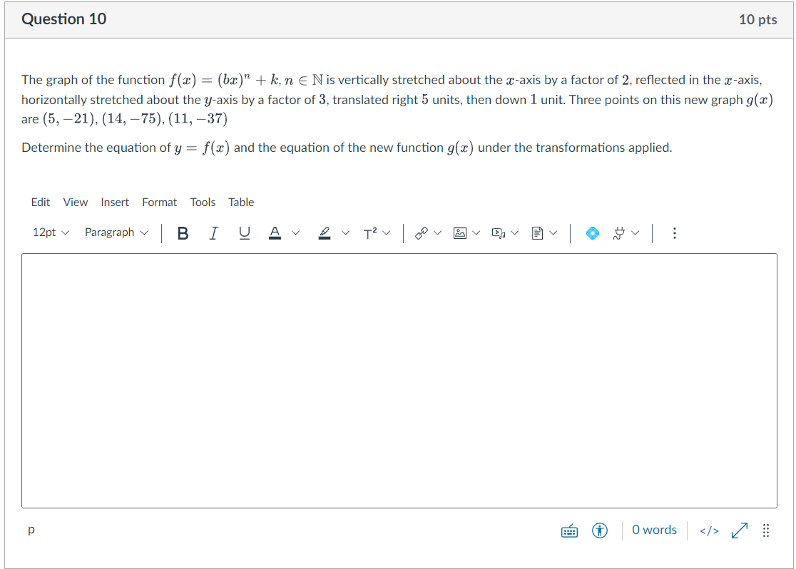 Solved The graph of the function f(x)=(bx)n+k,n∈N is | Chegg.com