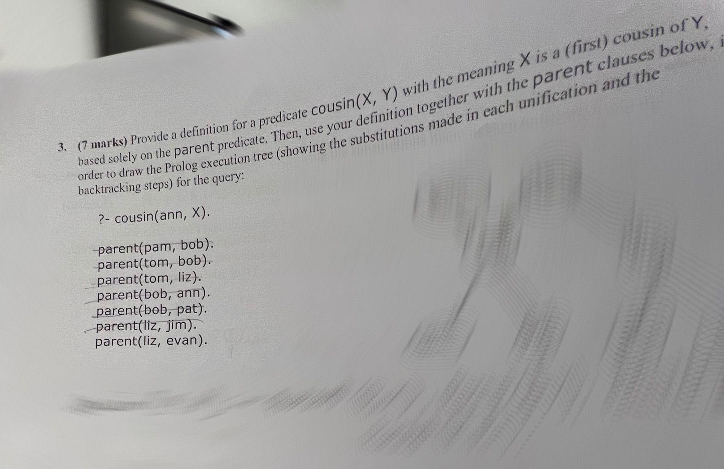 Solved 3.67 marks) Provide a definition for a predicate | Chegg.com