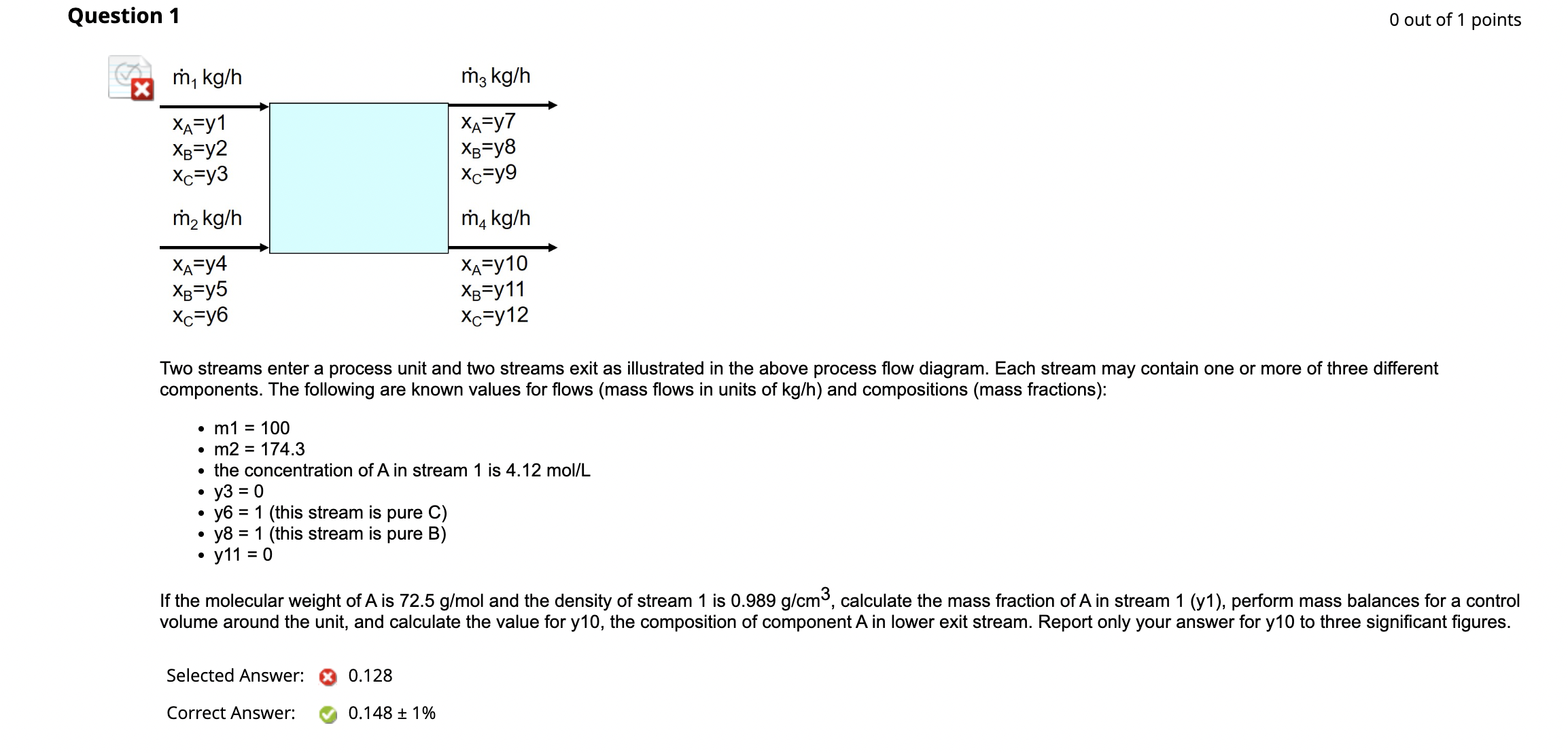 Question 1 0 out of 1 points Two streams enter a | Chegg.com