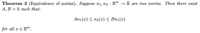 Solved Theorem 2 (Equivalence of norms). Suppose ni,n2 : EM | Chegg.com