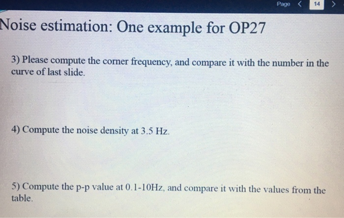 Noise estimation: One example for OP27 OP27A/OP27E | Chegg.com