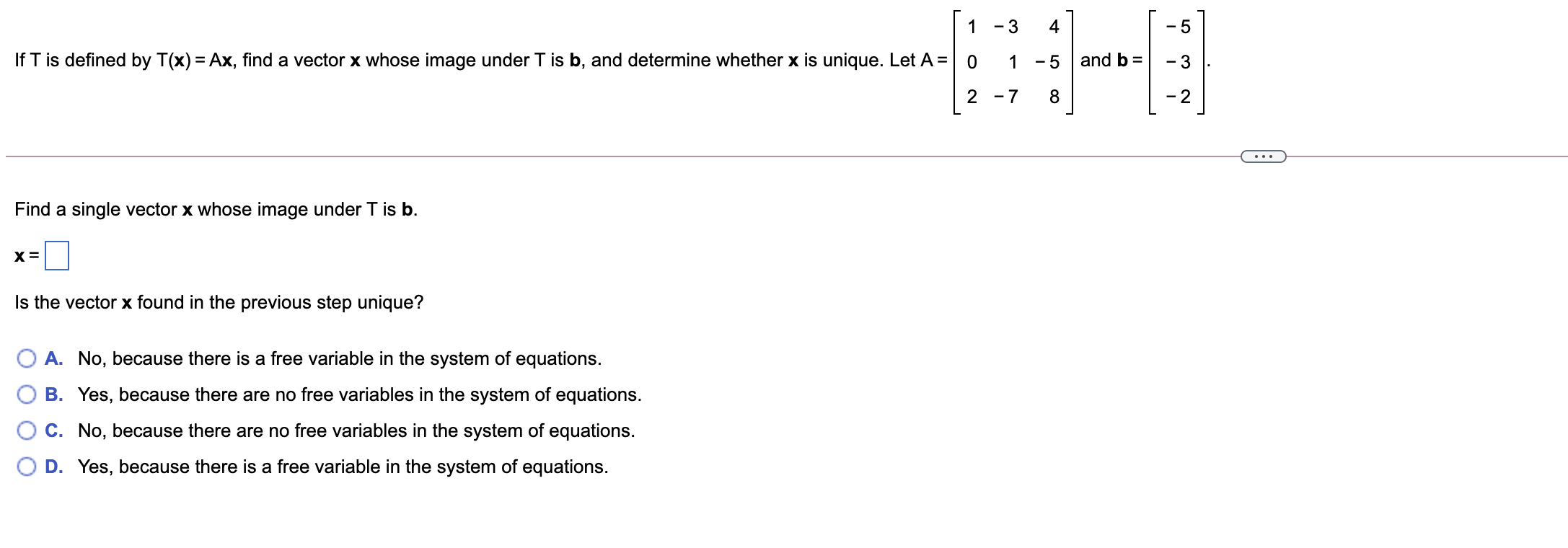 Solved 1 - 3 4 -5 If T is defined by T(x) = Ax, find a | Chegg.com
