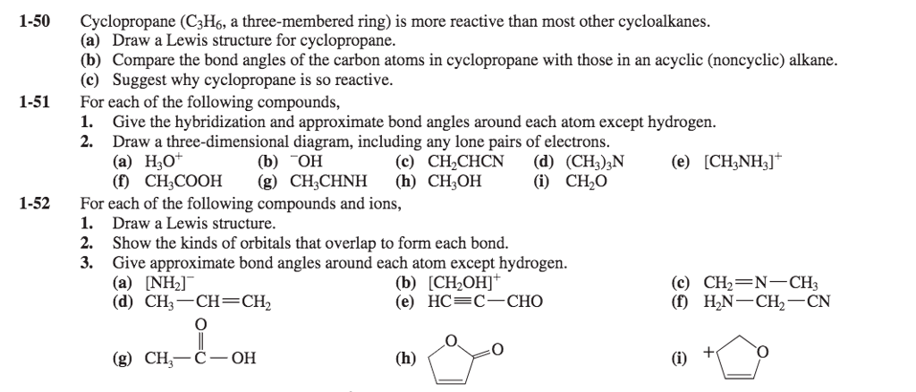Solved 1-50Cyclopropane (C3H6, a three-membered ring) is | Chegg.com