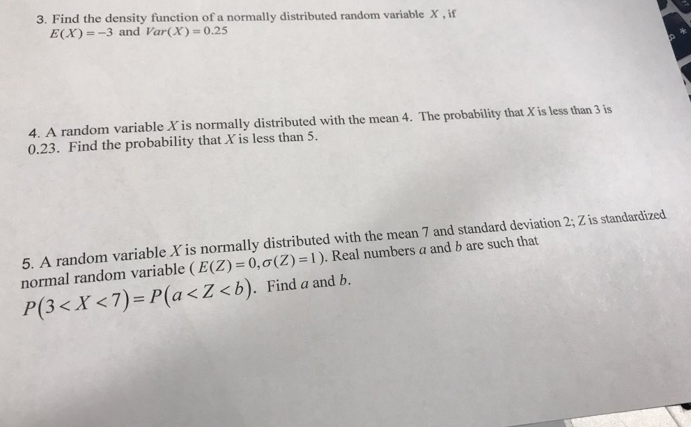 Solved 3. Find the density function of a normally | Chegg.com