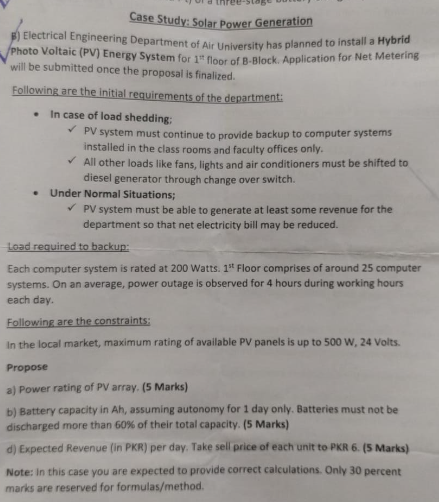 Solved Case Study: Solar Power Generation Electrical | Chegg.com