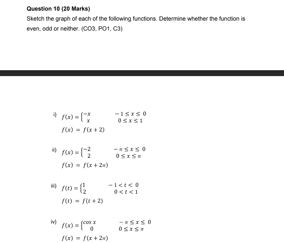 Solved Question 10 (20 Marks) Sketch the graph of each of | Chegg.com