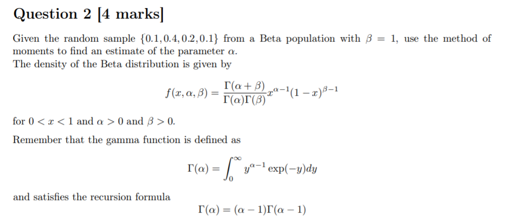 Solved Question 2 (4 marks] Given the random sample | Chegg.com
