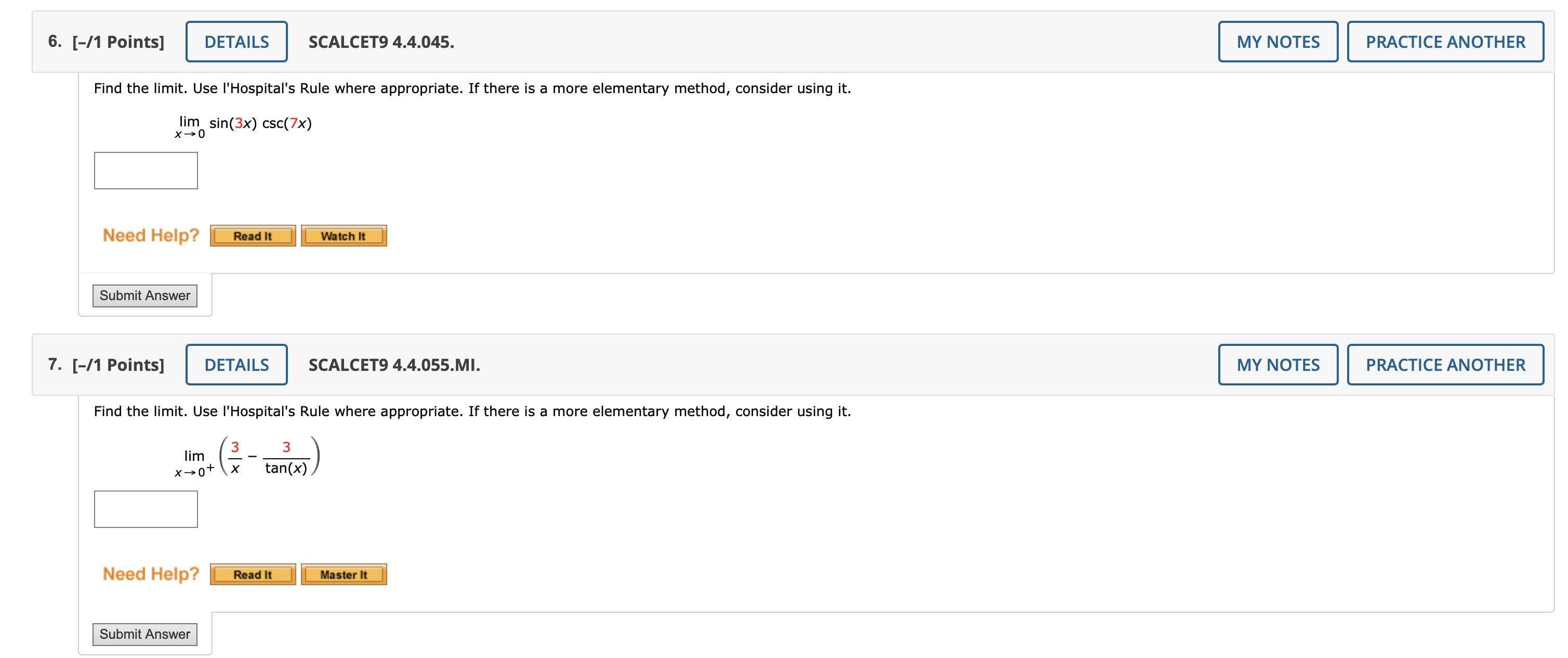 Solved [-/1 Points] SCALCET9 4.4.045. Find the limit. Use | Chegg.com