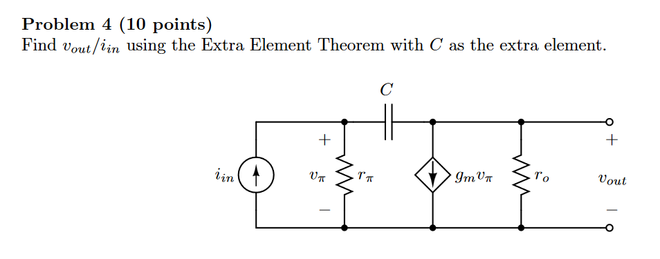 Solved Problem 4 (10 points) Find vout /iin using the Extra | Chegg.com