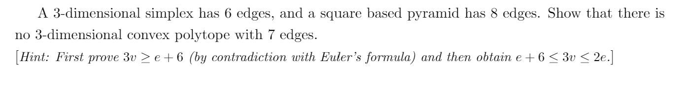 Solved A 3-dimensional simplex has 6 edges, and a square | Chegg.com