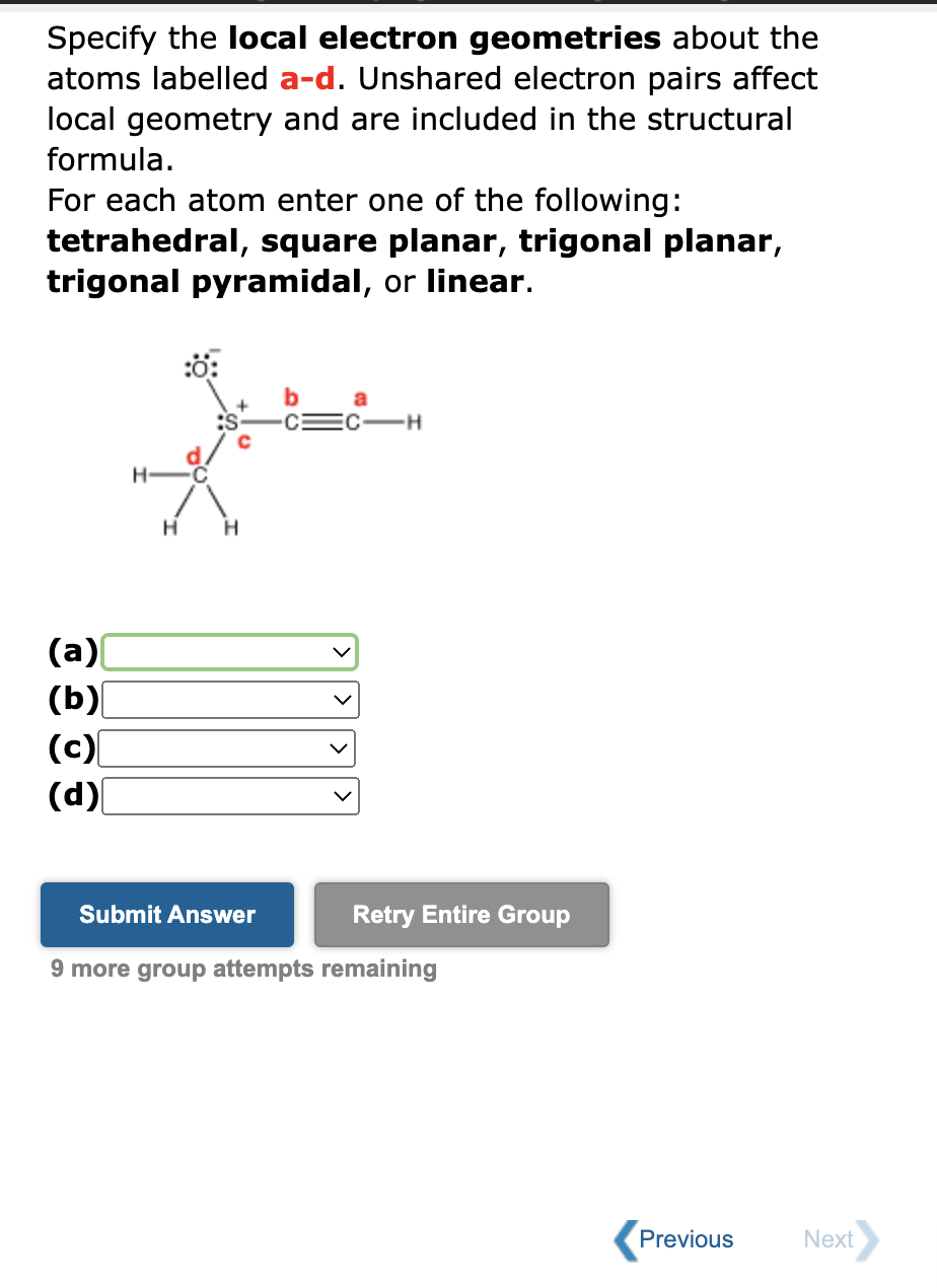Solved Specify the local electron geometries about the atoms | Chegg.com