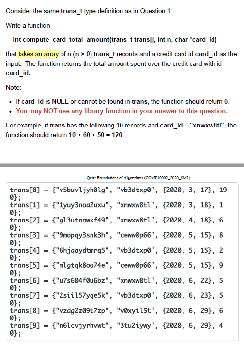 Solved A credit card transaction record is represented by a | Chegg.com
