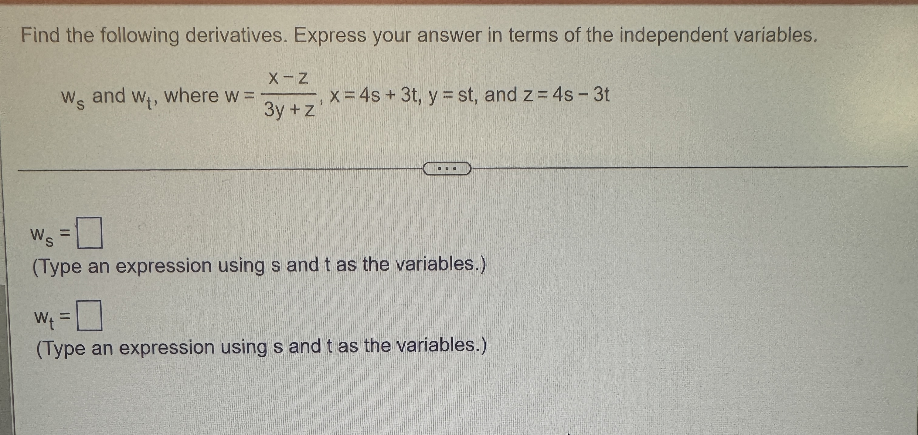 Solved Find the following derivatives. Express your answer | Chegg.com
