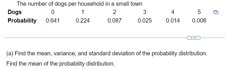 Solved The number of dogs per household in a small town (a) | Chegg.com