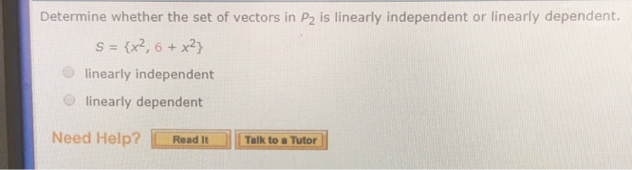 Solved Determine whether the set of vectors in P2 is | Chegg.com