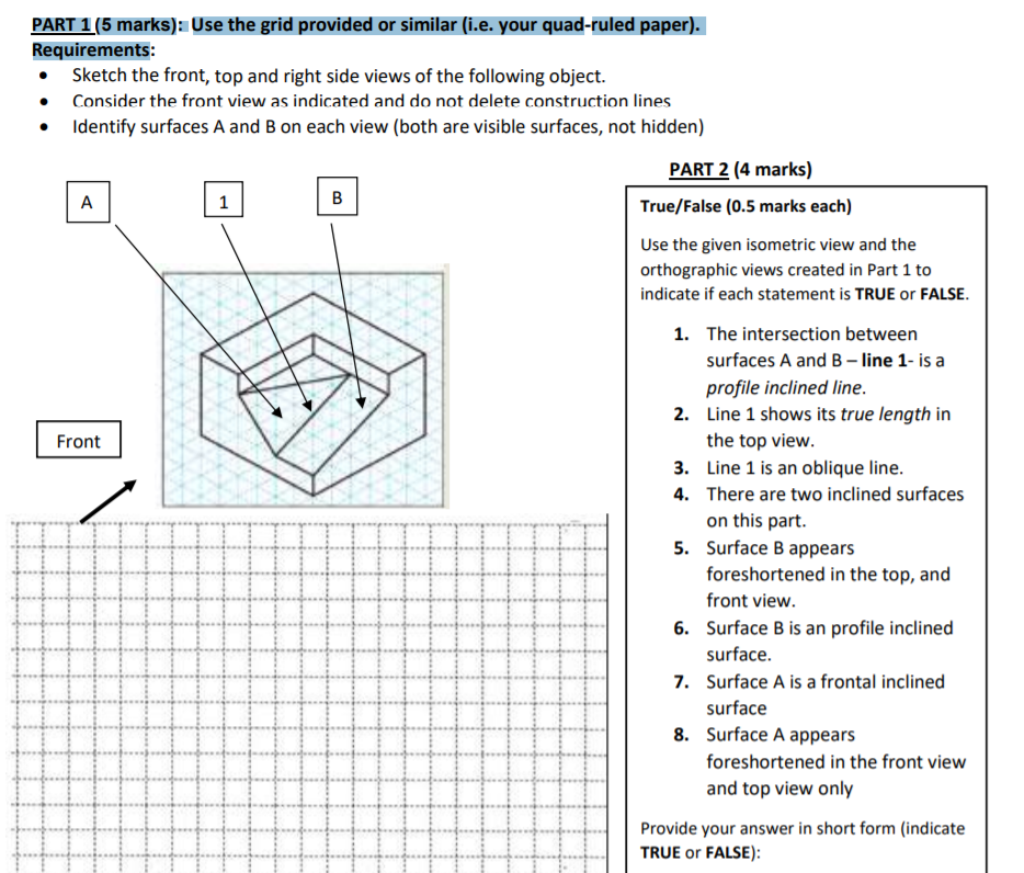 Solved PART 1 (5 marks): Use the grid provided or similar | Chegg.com