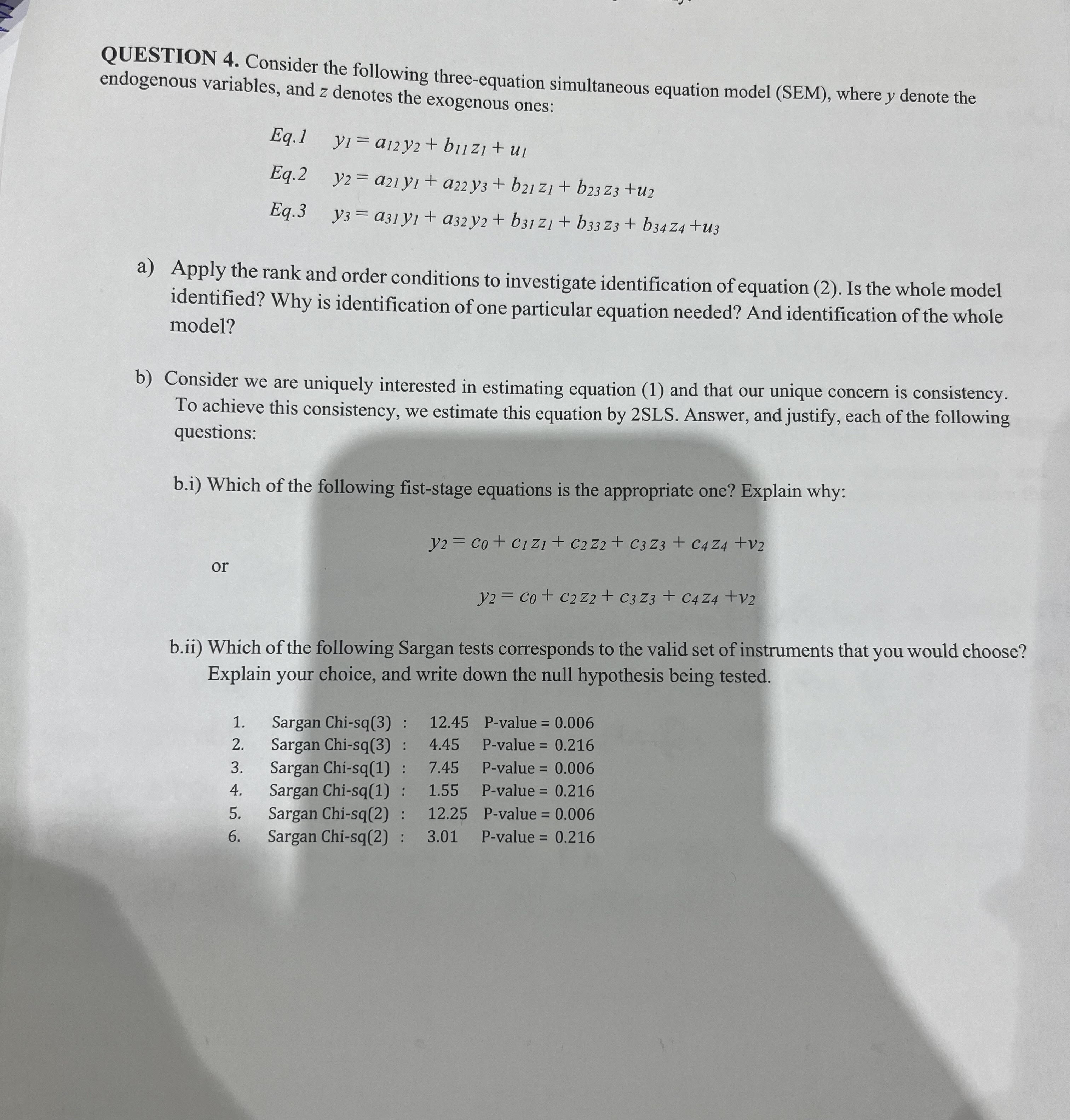 Solved QUESTION 4. ﻿Consider the following three-equation | Chegg.com