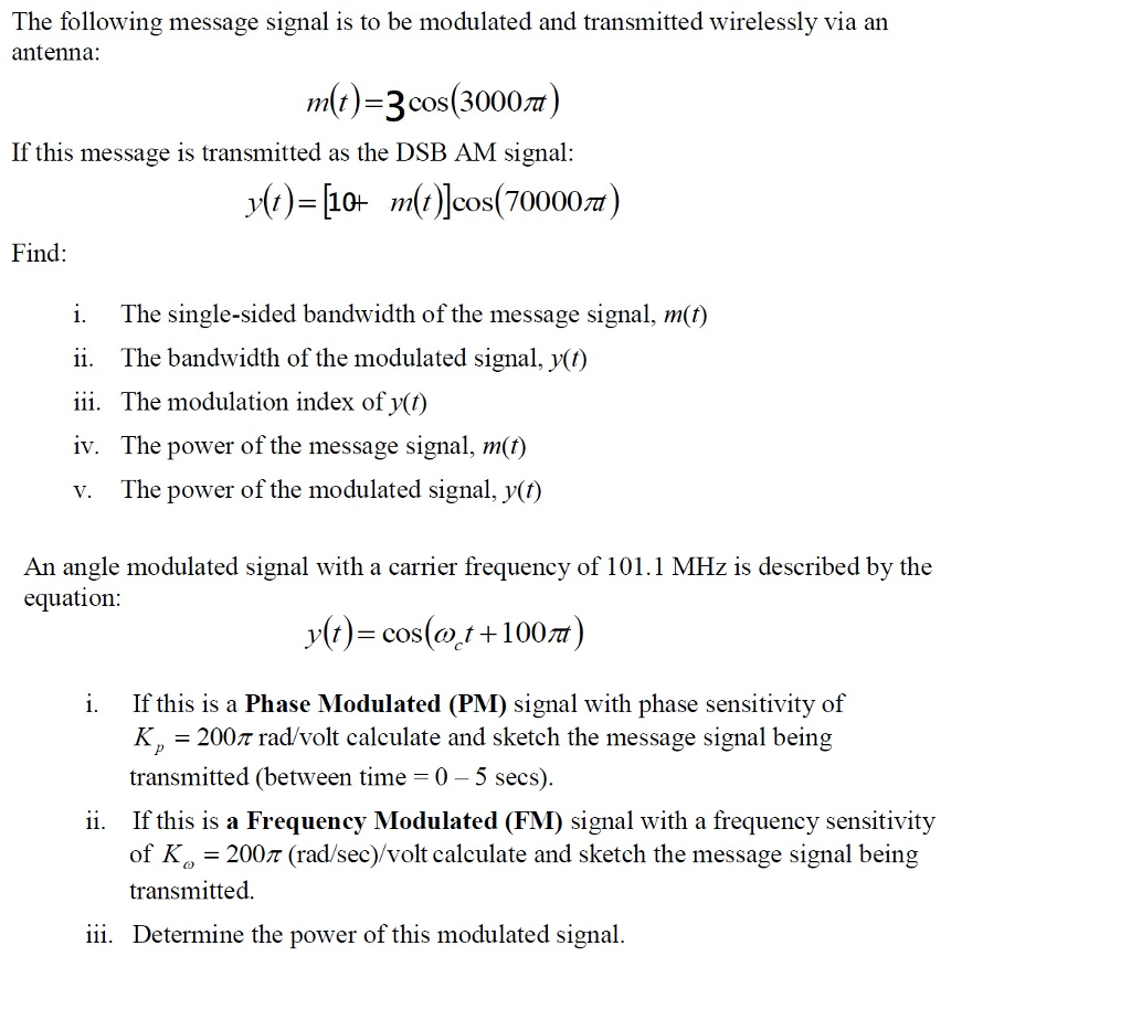 Solved The following message signal is to be modulated and | Chegg.com