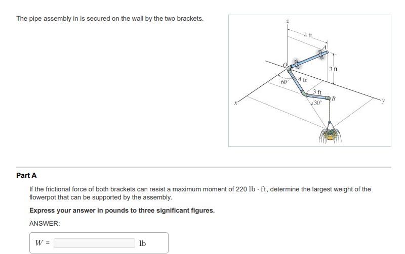 Solved The pipe assembly in is secured on the wall by the | Chegg.com