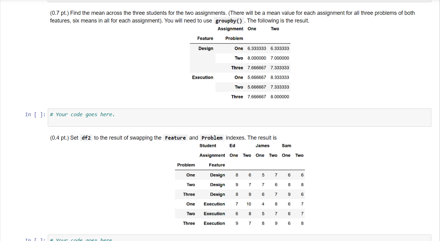 Solved (0.8 pt.) Construct a DataFrame assigned to dfi. This | Chegg.com