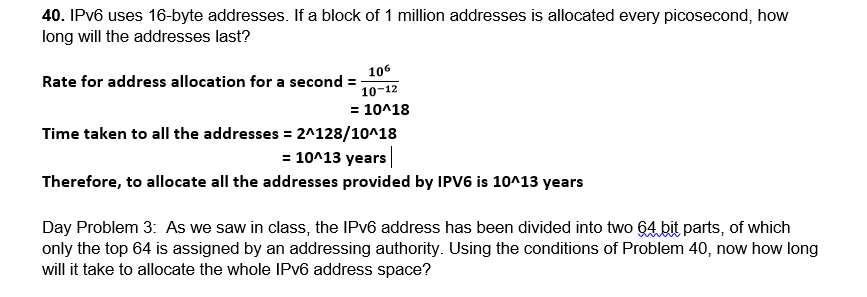 40. IPv6 uses 16-byte addresses. If a block of 1 | Chegg.com