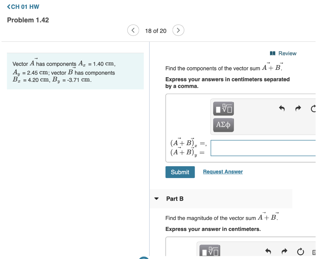 Solved KCH 01 HW Problem 1.42 18 of 20 Review Vector A has | Chegg.com
