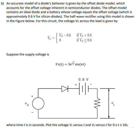 Solved b) An accurate model of a diode's behavior is given | Chegg.com