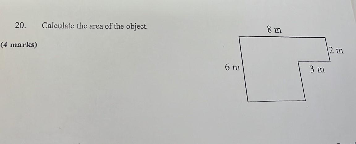 Solved 20. Calculate the area of the object. | Chegg.com